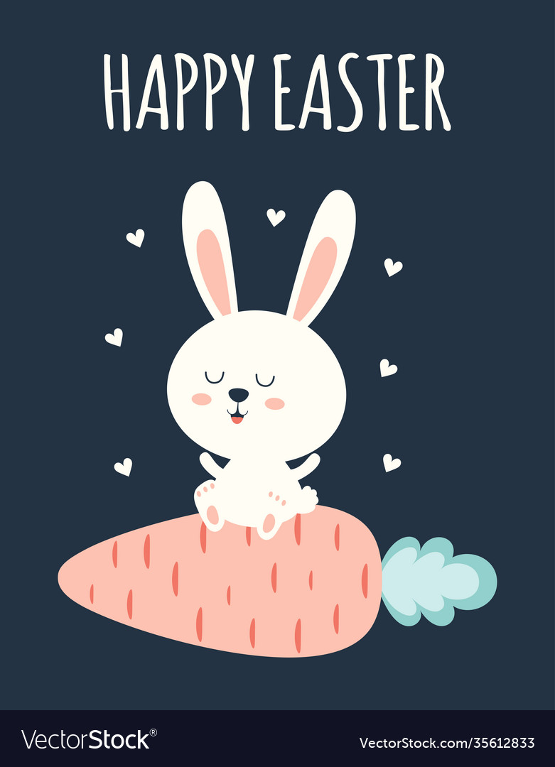 Easter card with rabbit and carrot Royalty Free Vector Image