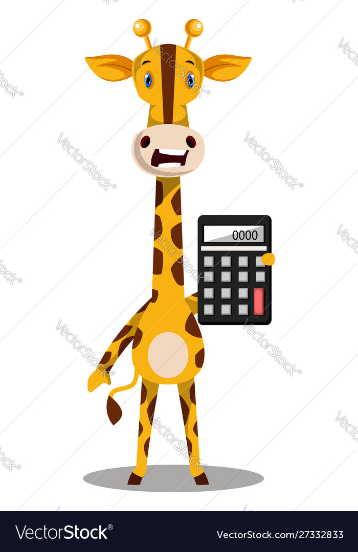 Giraffe with calculator on white background Vector Image