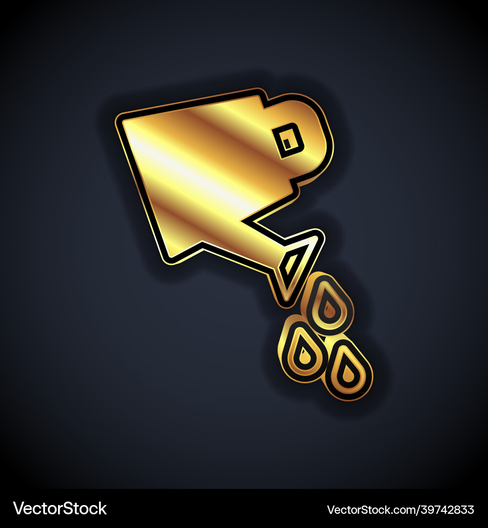Gold watering can icon isolated on black Vector Image