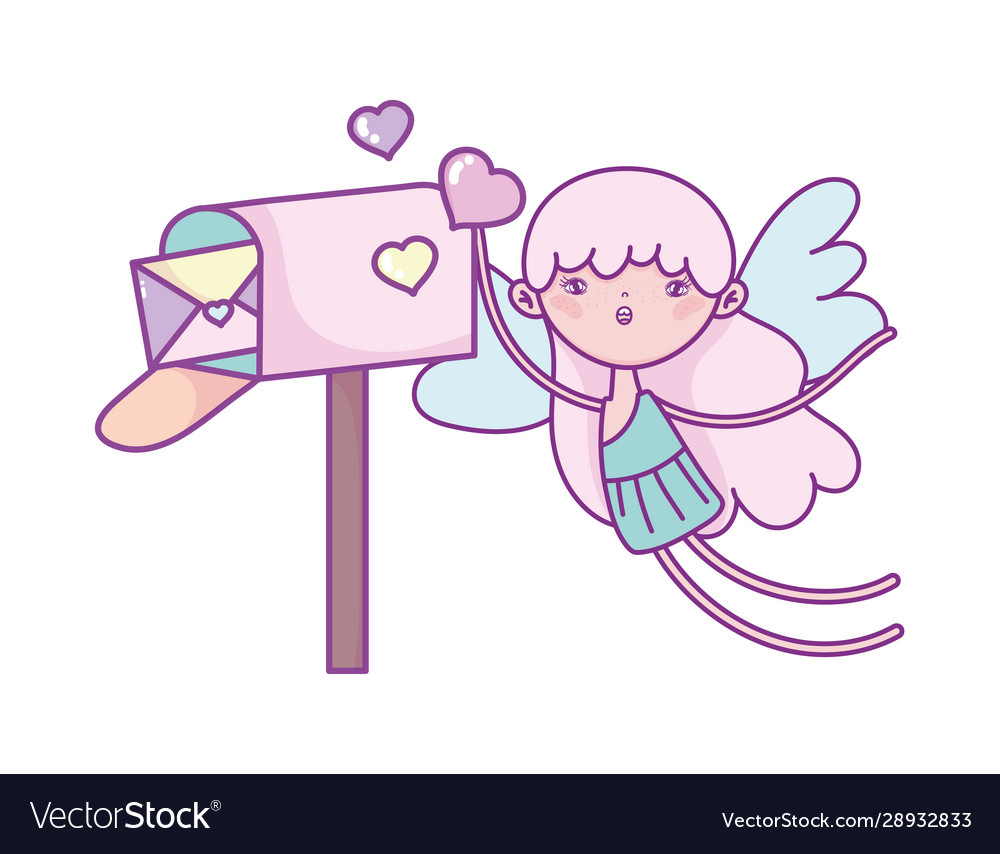 Happy valentines day cute cupid with hearts Vector Image