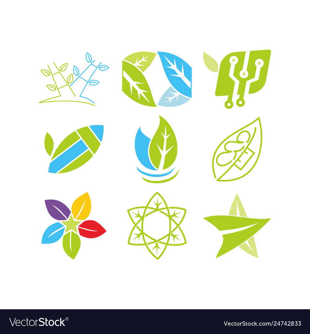 Leaf logo design template set Royalty Free Vector Image