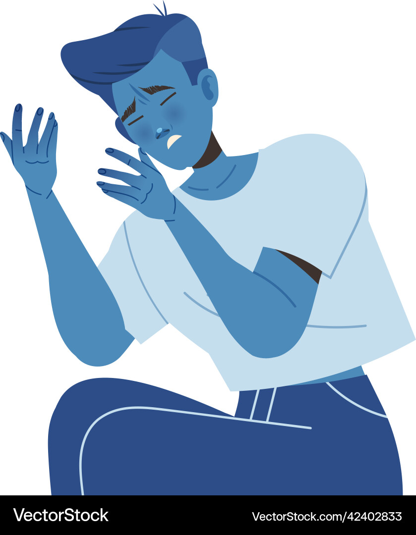 Man victim sitting suffering from abuse Royalty Free Vector