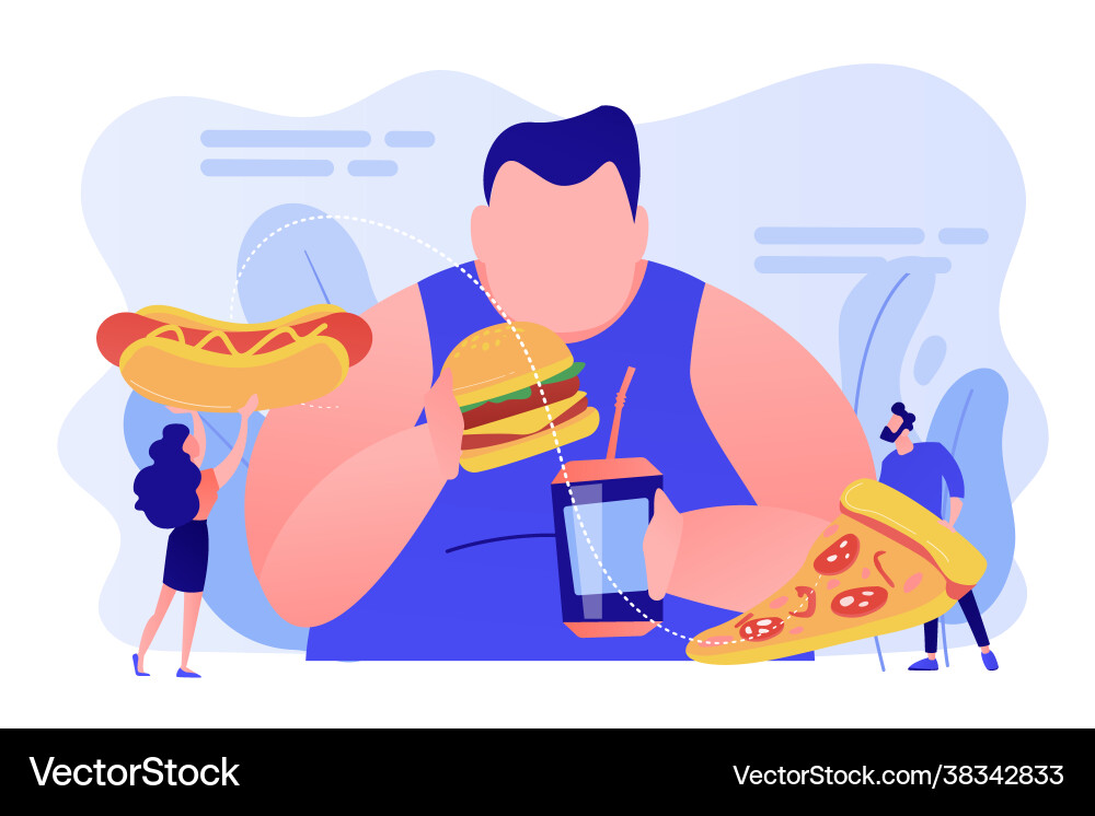 Overeating addiction concept Royalty Free Vector Image