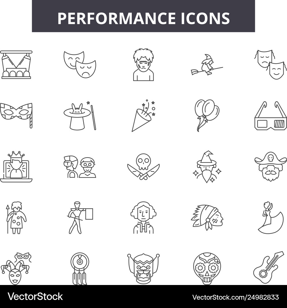 Performance line icons signs set outline Vector Image