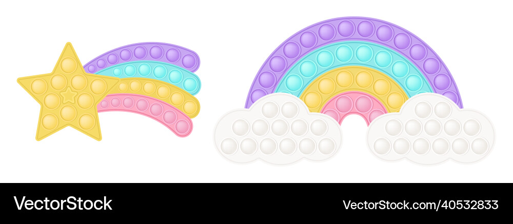 Popit figure star tail and pastel rainbow Vector Image
