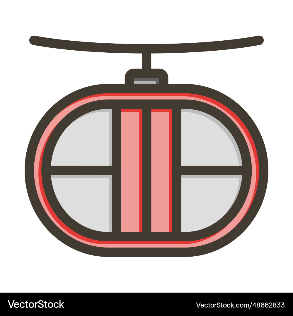 Ski lift thick line filled colors icon Royalty Free Vector
