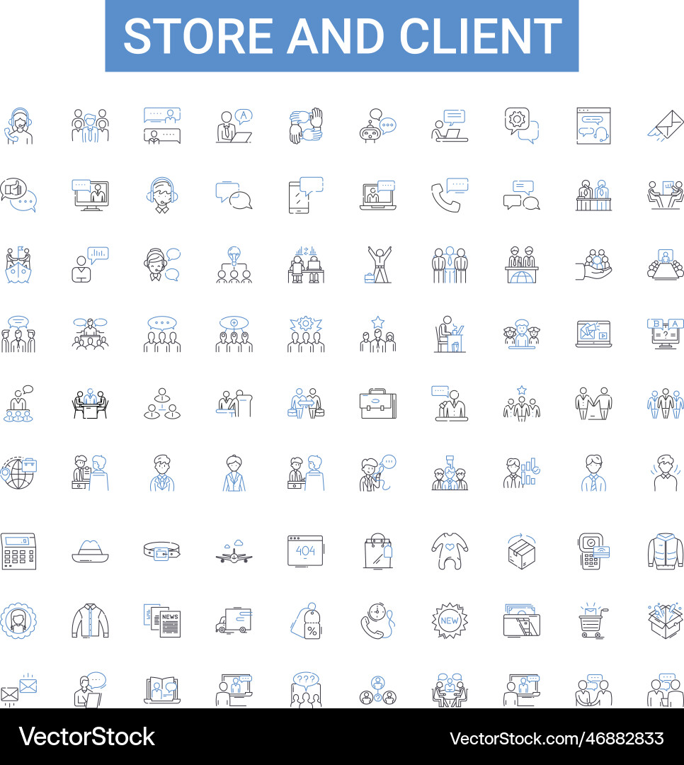 Store and client outline icons collection Vector Image