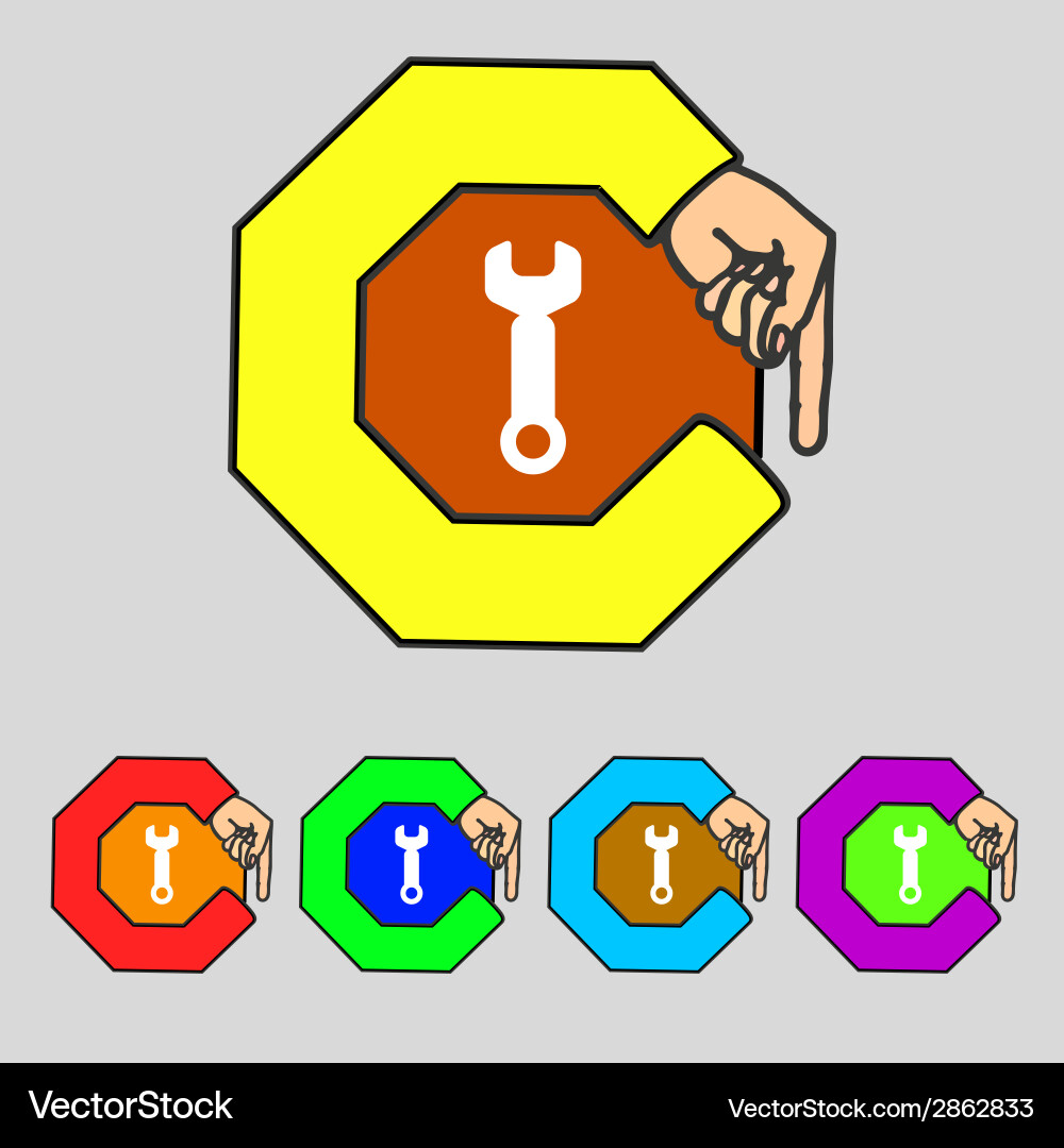Wrench key sign icon service tool symbol set Vector Image