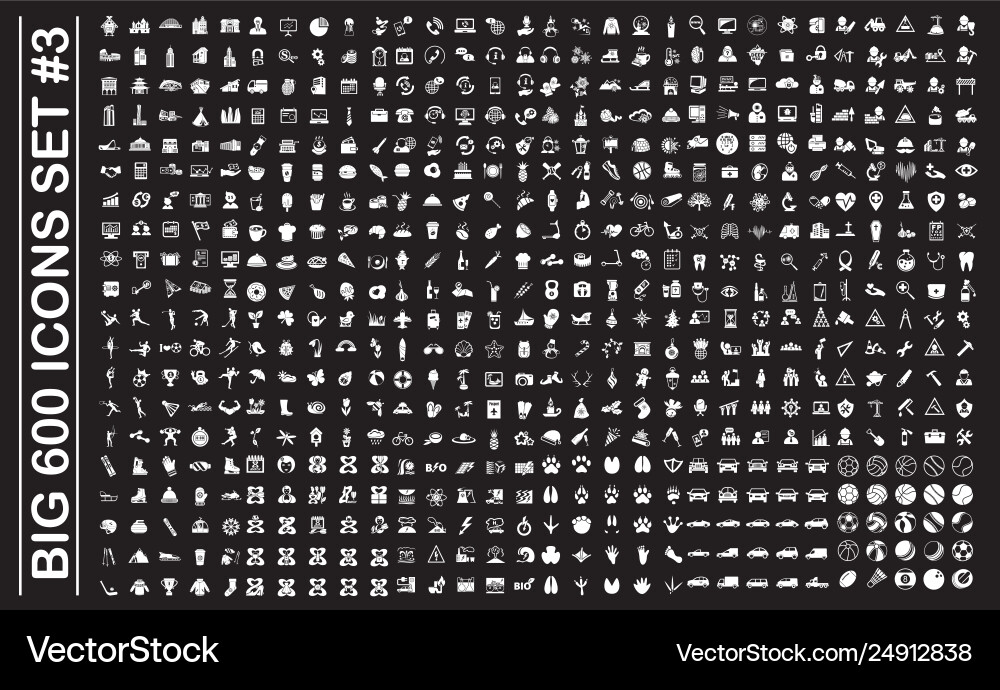 Big 600 icons set on background for graphic Vector Image