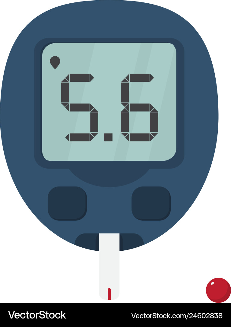 Blood glucose meter with test strip and drop Vector Image