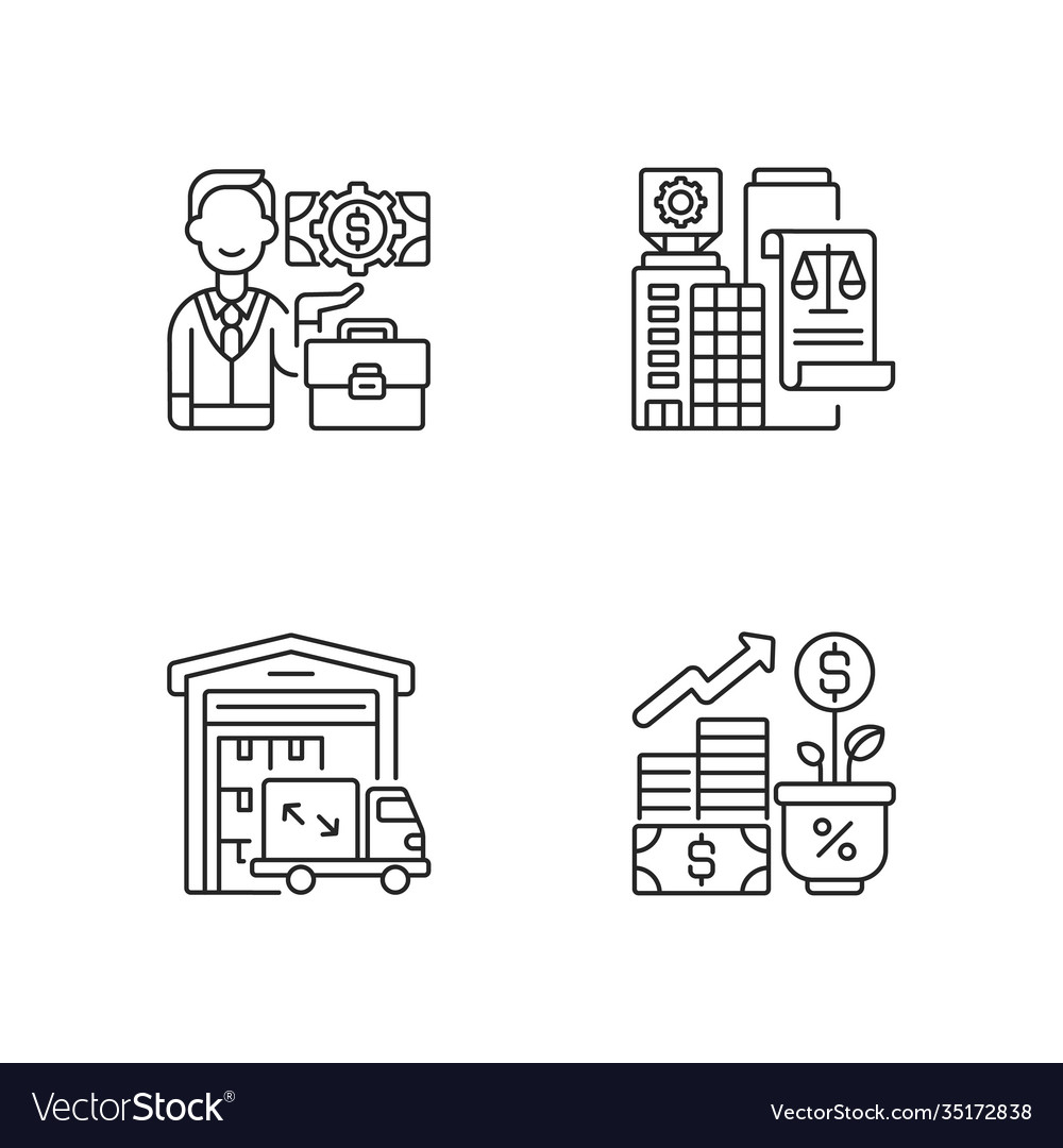 Commercial business linear icons set Royalty Free Vector
