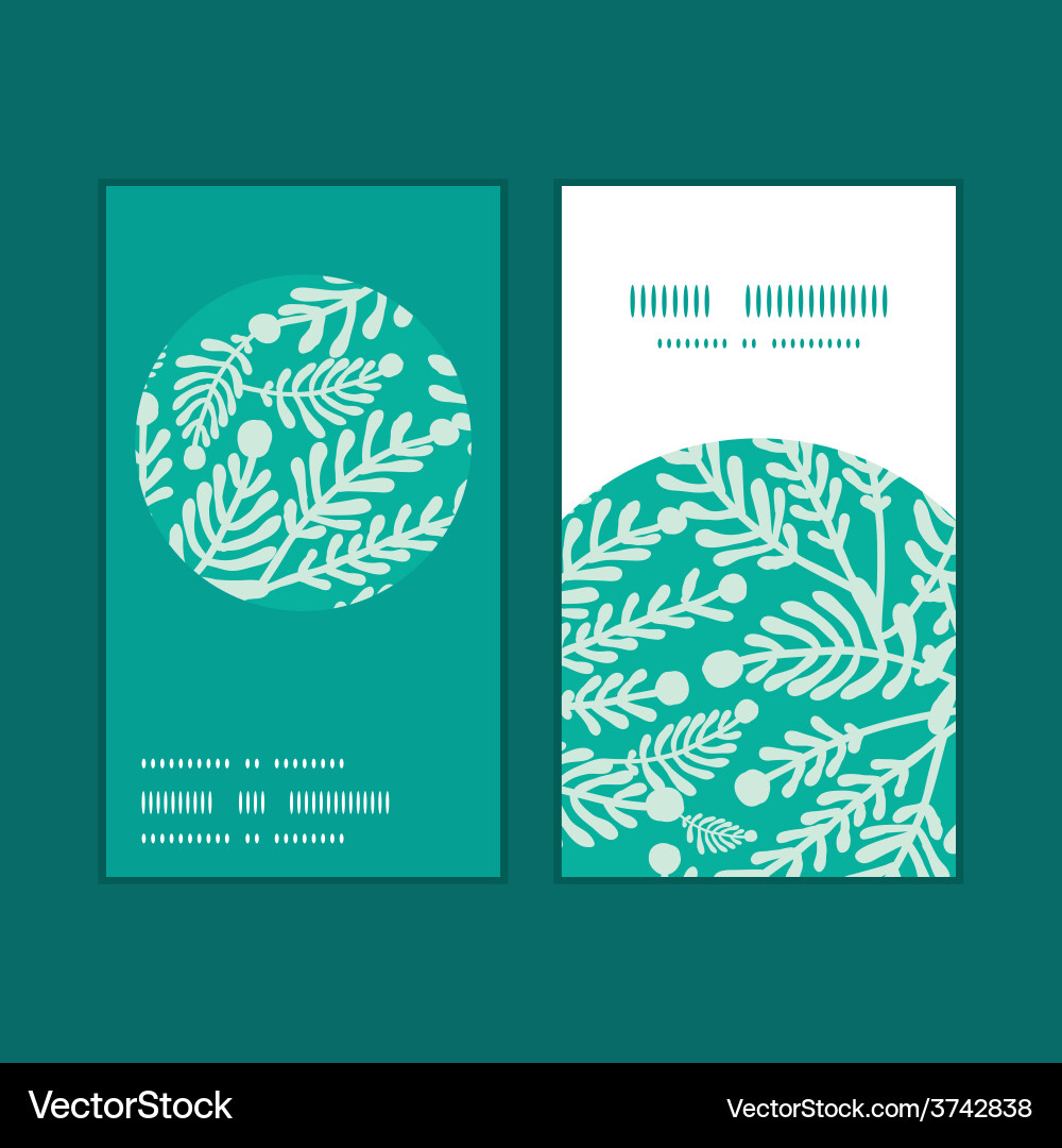 Emerald green plants vertical round frame Vector Image
