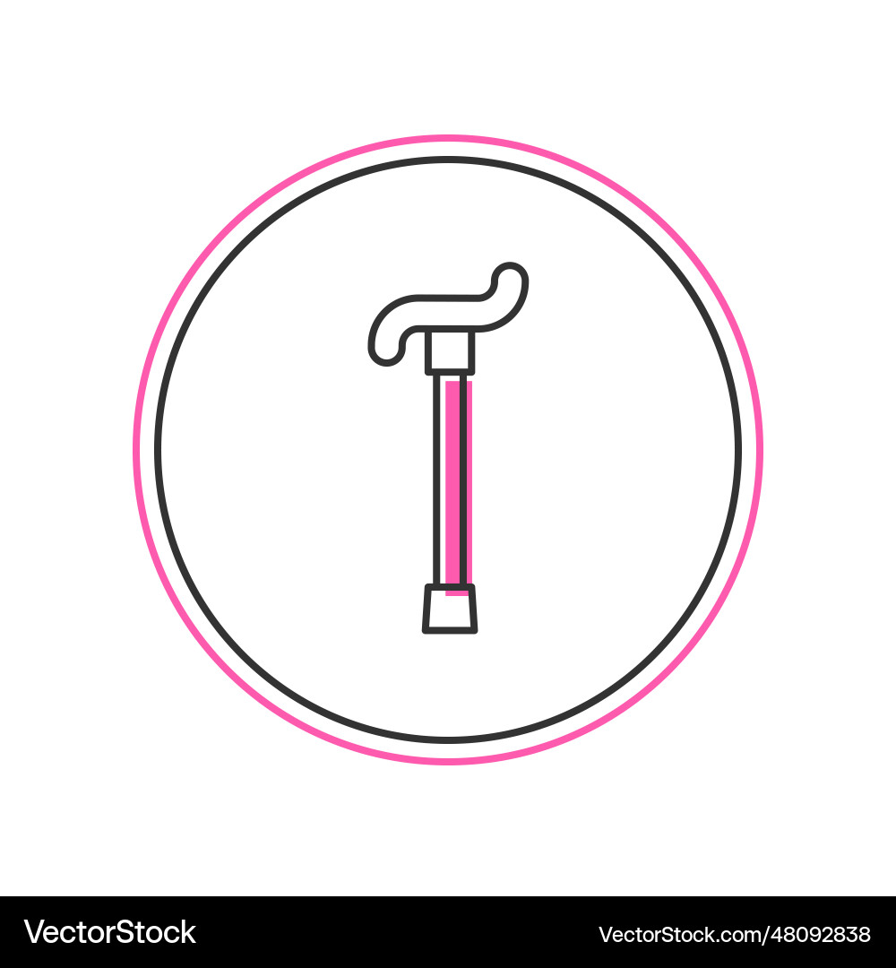 Filled outline walking stick cane icon isolated Vector Image