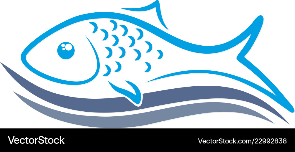 Logo of fish with wave Royalty Free Vector Image