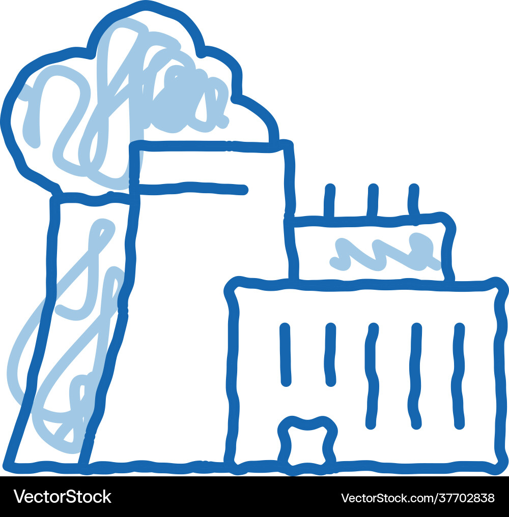 Nuclear power plant doodle icon hand drawn Vector Image
