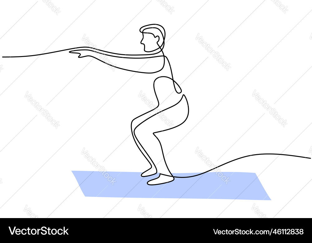 One continuous single line of man do squad jump Vector Image