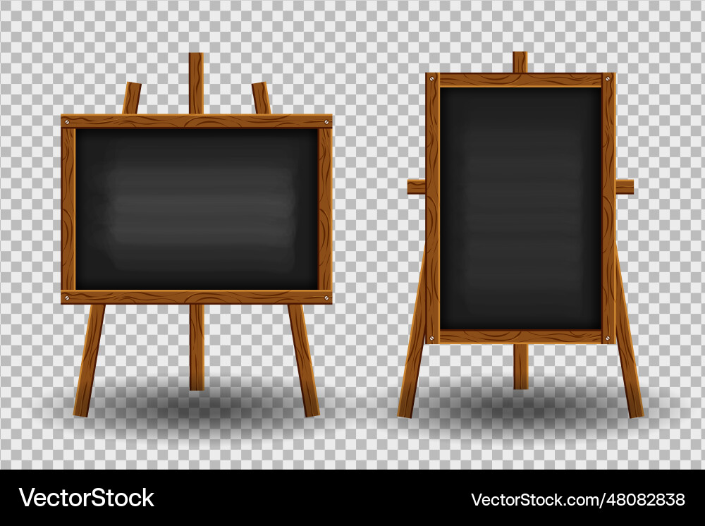 Realistic black chalkboard with wooden frame Vector Image