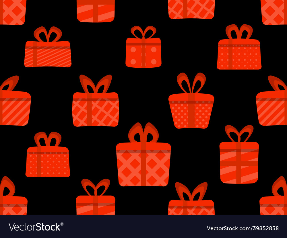 Red gift boxes seamless pattern gift boxes Vector Image