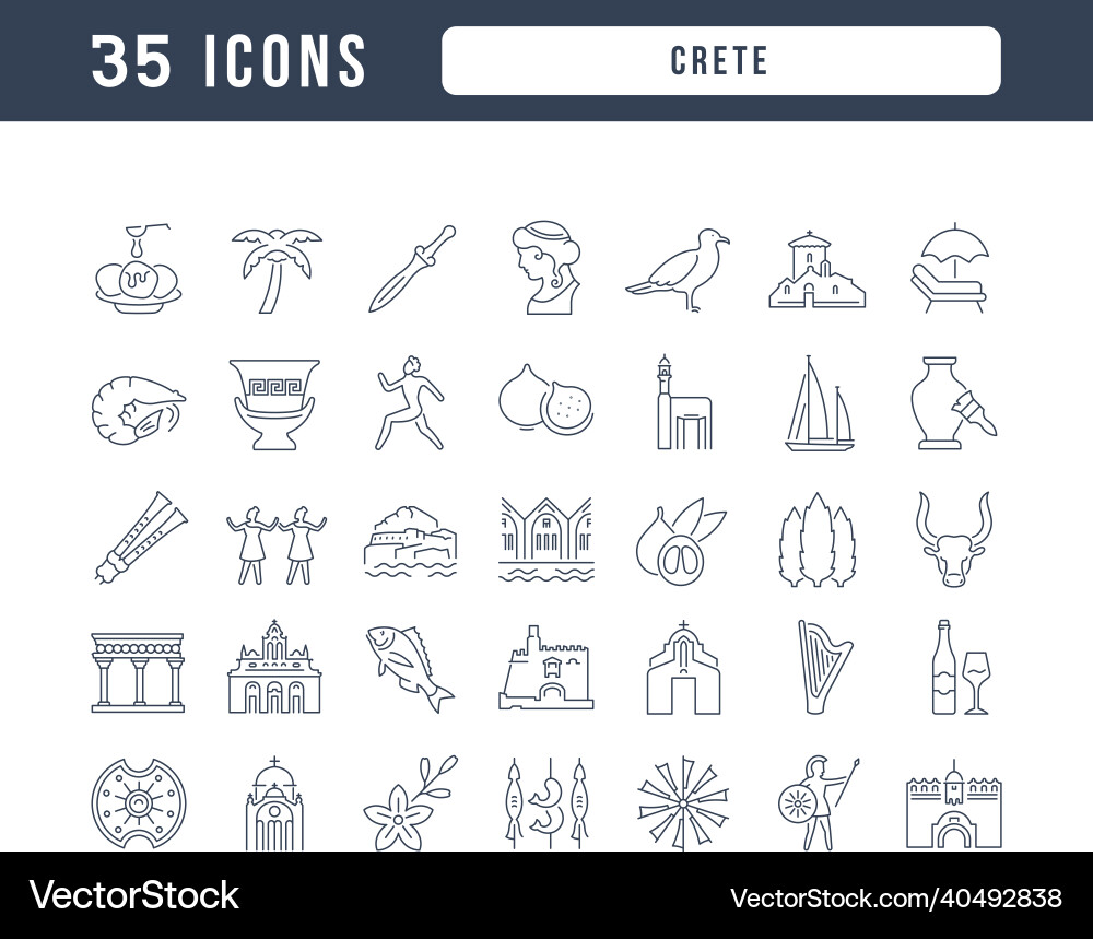 Set of linear icons crete Royalty Free Vector Image