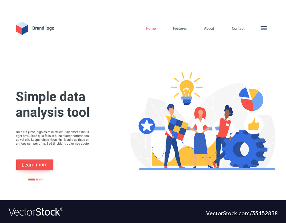 Simple data analysis tool landing page analyst Vector Image