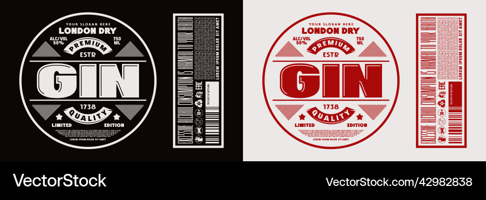 Template decorative label for london dry gin Vector Image