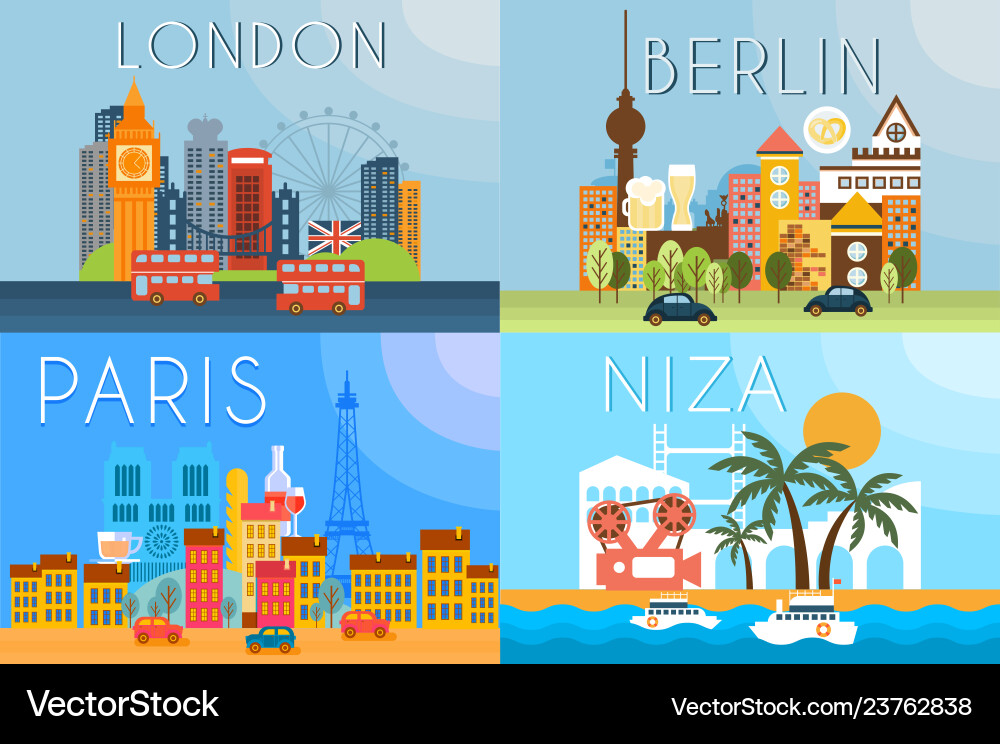 Travel landmarks city architecture Royalty Free Vector Image