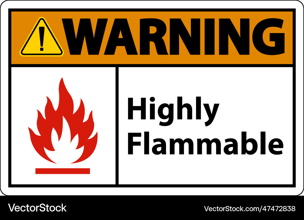 Warning highly flammable sign on white background Vector Image