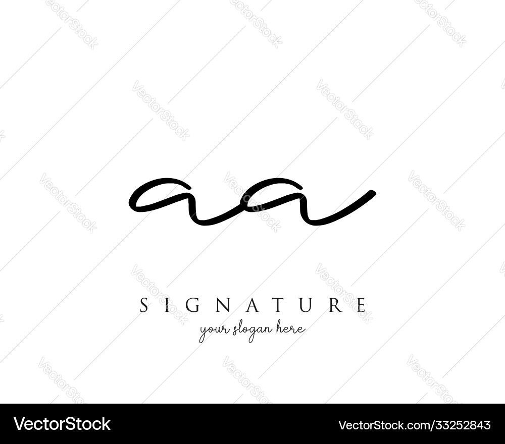Aa signature initial letter logo template logo Vector Image