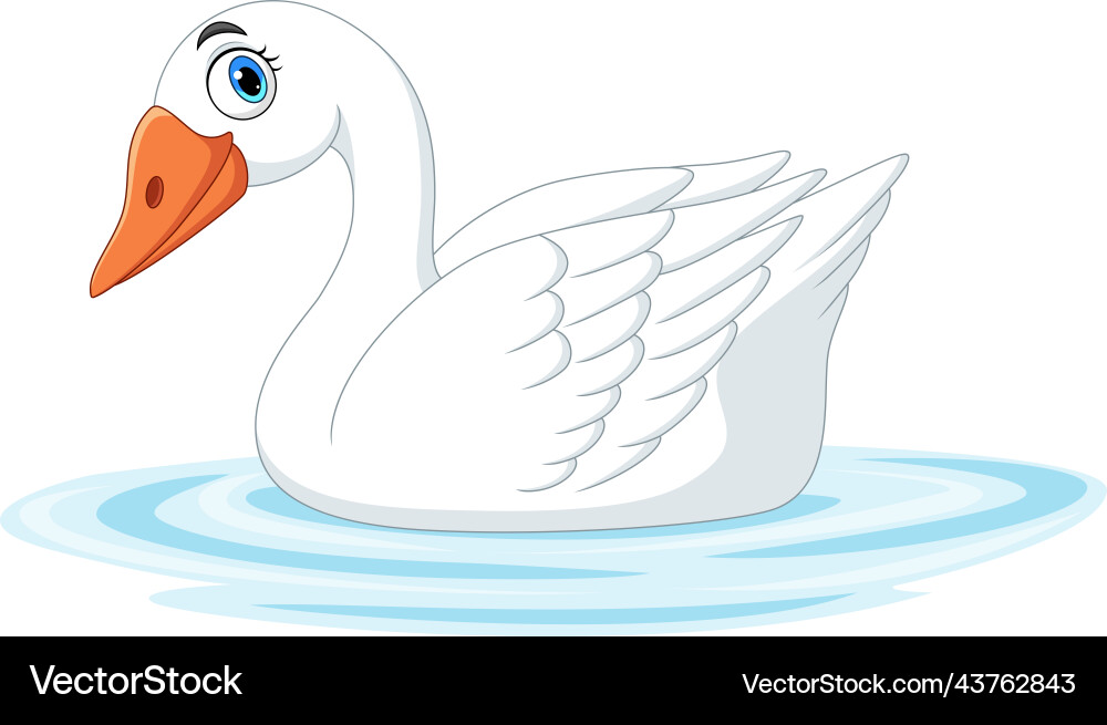 Cartoon cute swan on white background Royalty Free Vector