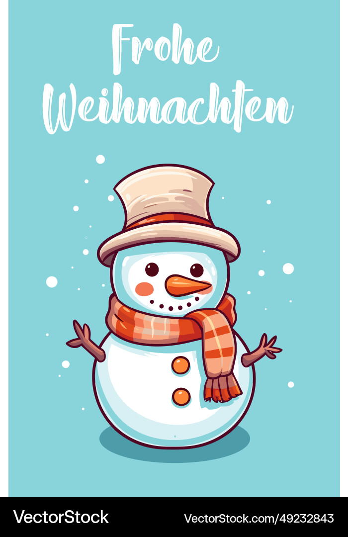 Charming german christmas card with a snowman Vector Image