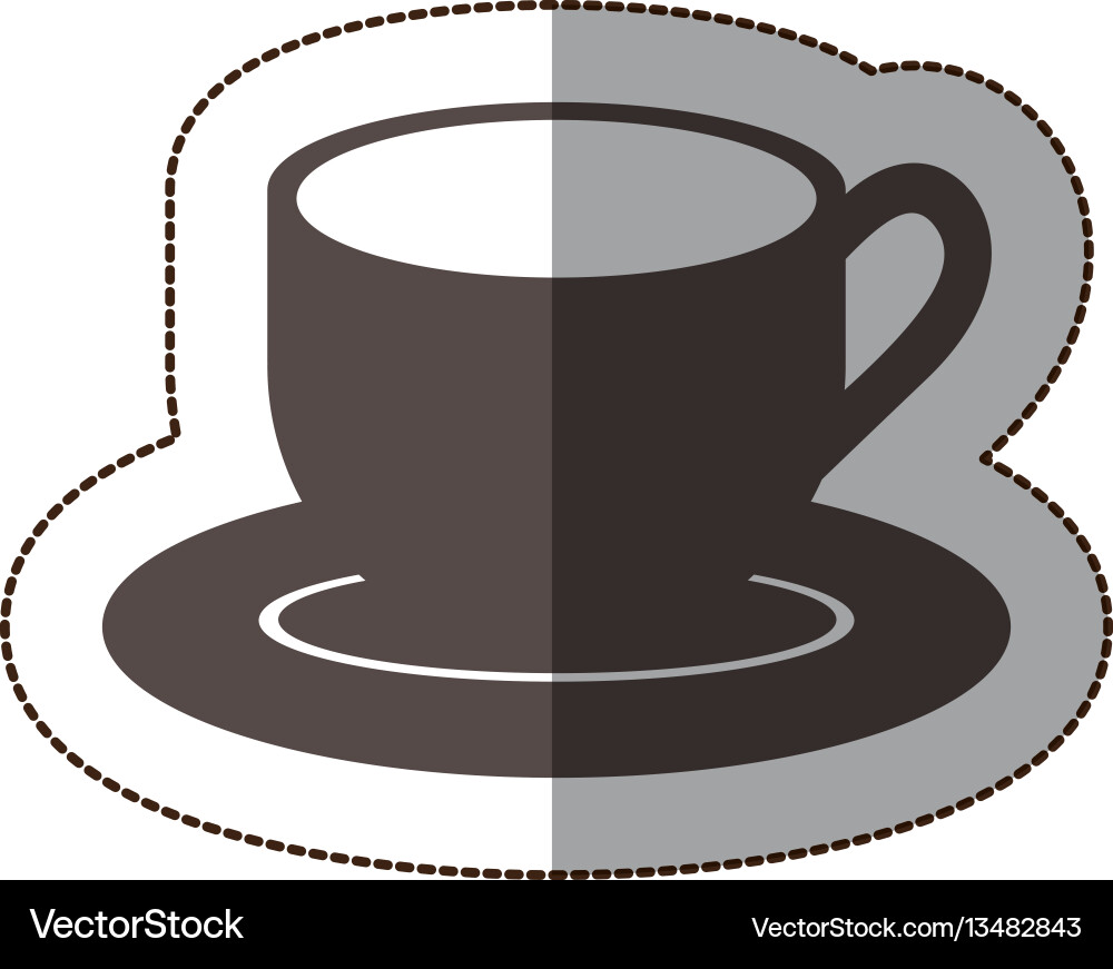Contour coffee cup and plate icon Royalty Free Vector Image
