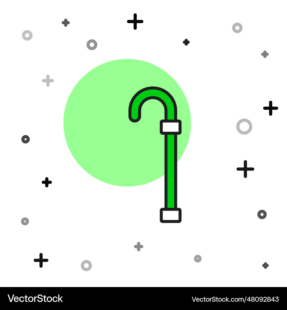 Filled outline walking stick cane icon isolated Vector Image