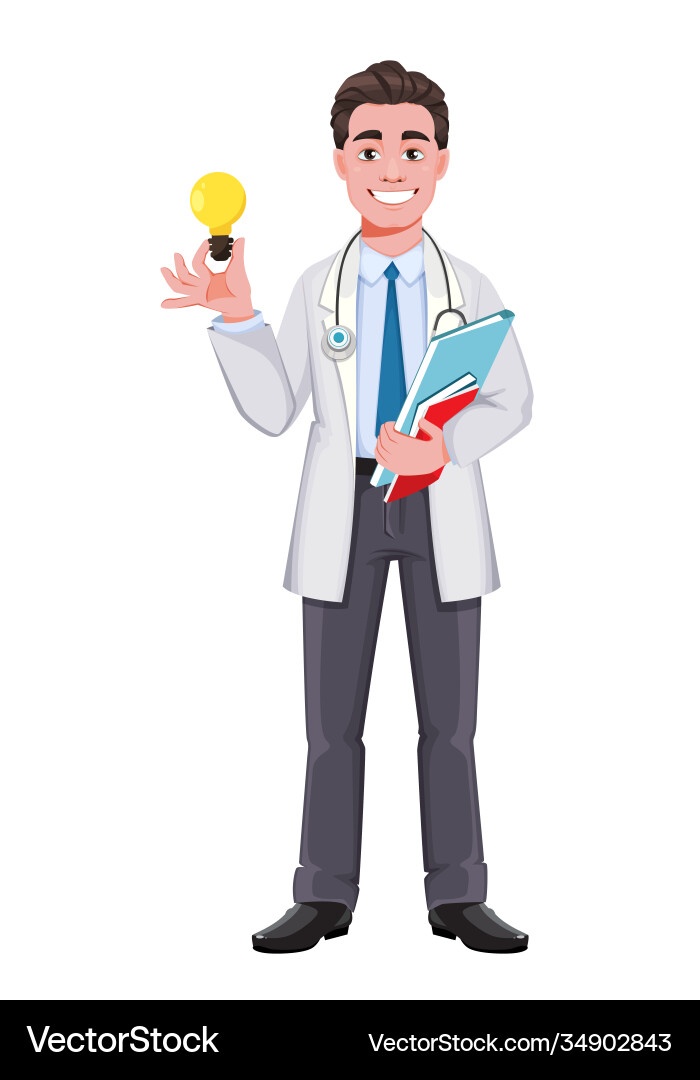 Handsome cheerful male doctor Royalty Free Vector Image