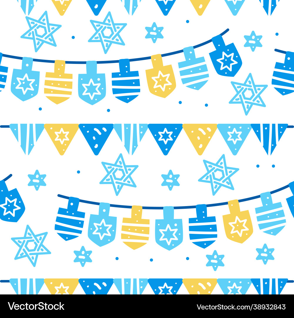 Hanukkah celebration seamless pattern with garland
