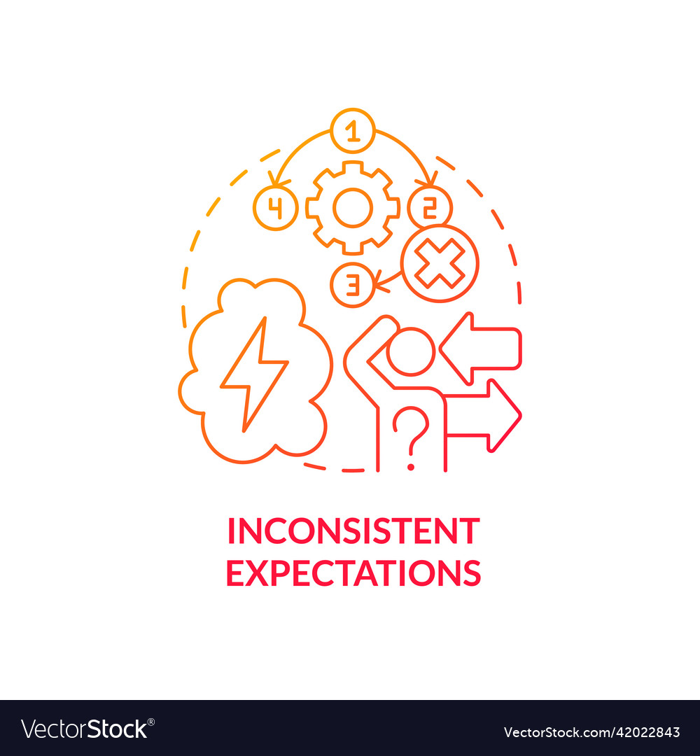 Inconsistent expectations red gradient concept Vector Image