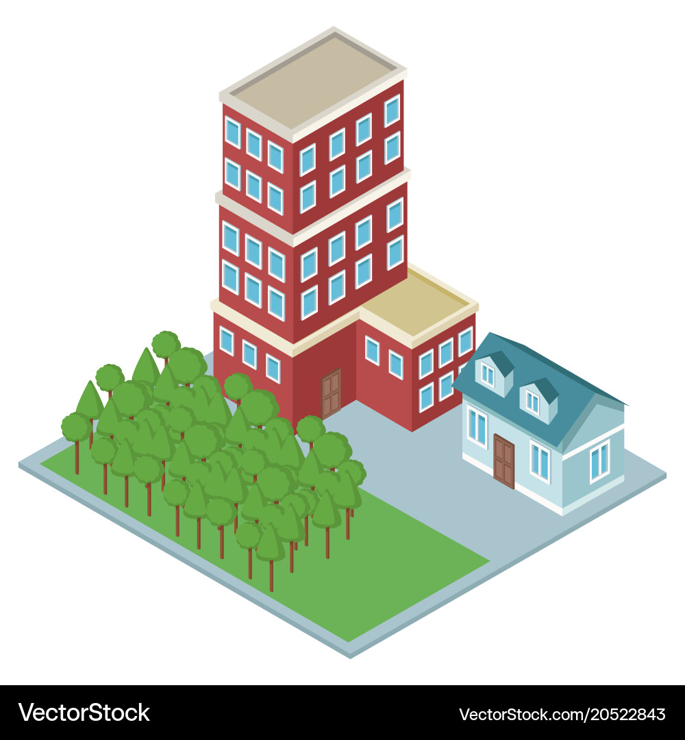 Isometric residences buildings Royalty Free Vector Image