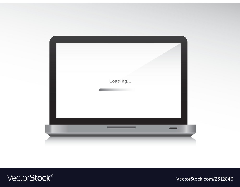 Laptop front with shadow loading Royalty Free Vector Image