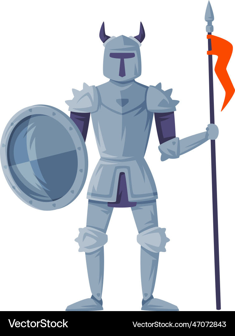 Medieval armored knight holding lance and shield Vector Image