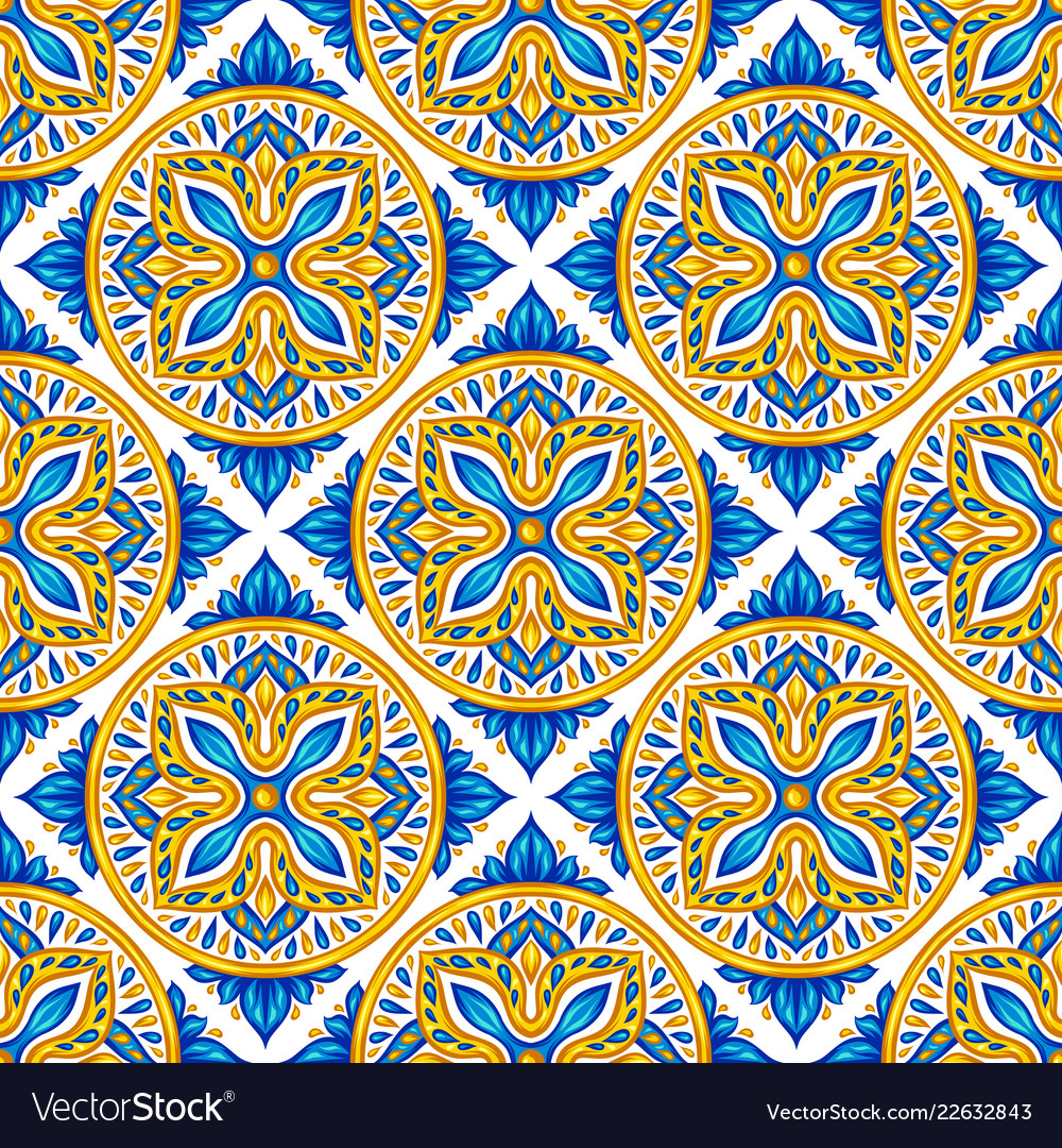 Moroccan ceramic tile seamless pattern Royalty Free Vector