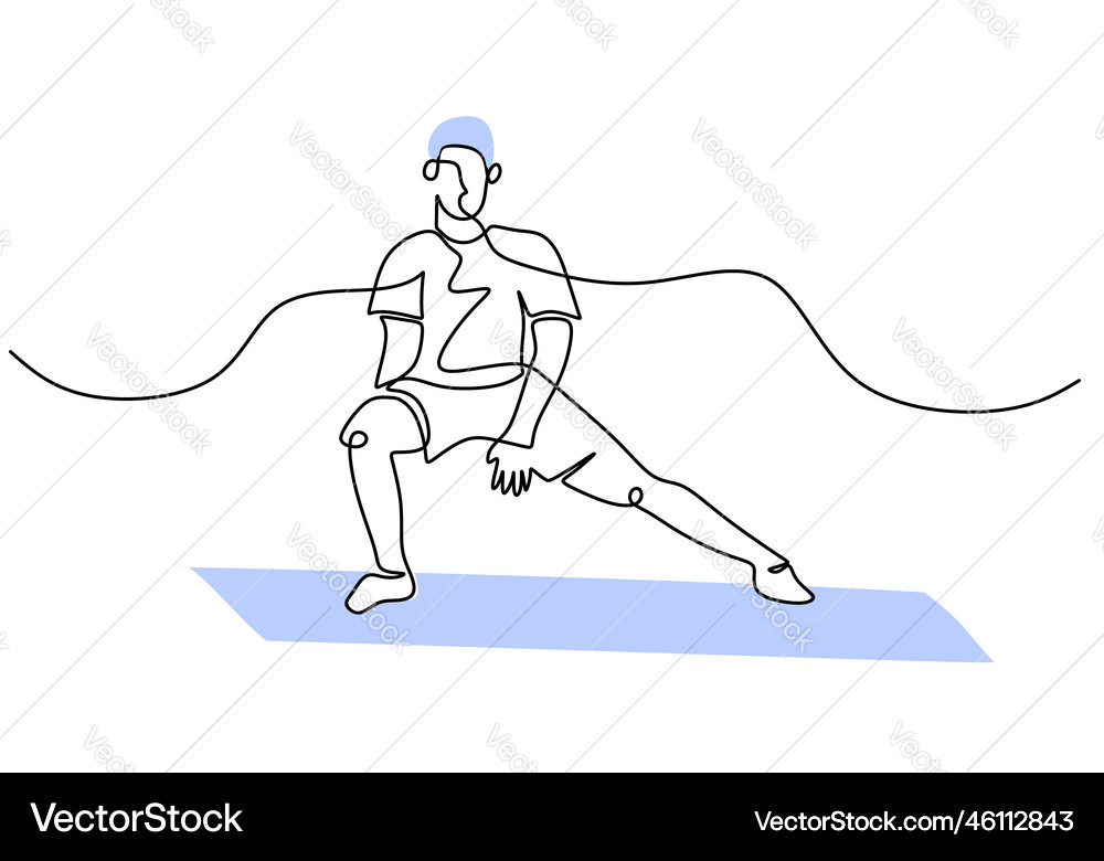 One continuous single line of man stretching leg Vector Image