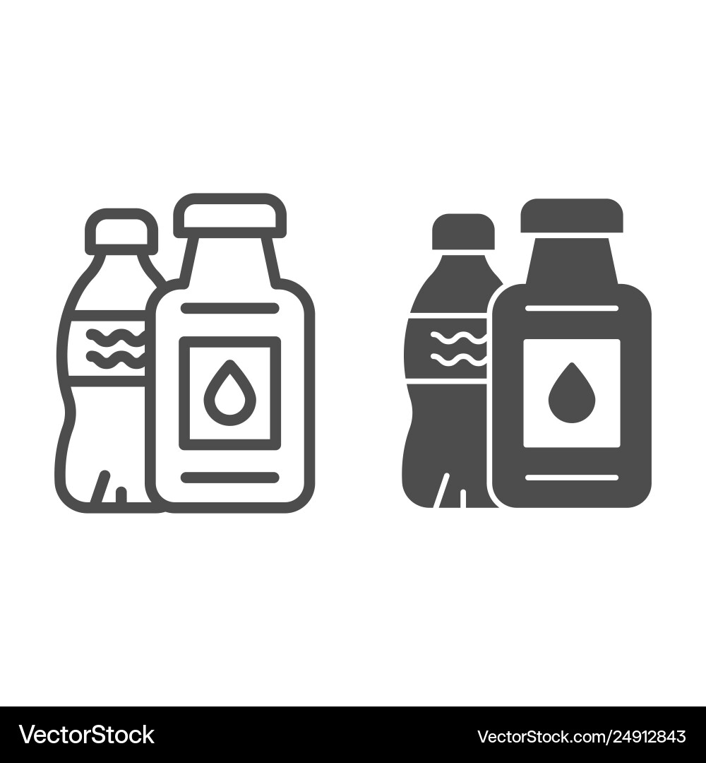 Plastic bottle ban line and glyph icon Royalty Free Vector