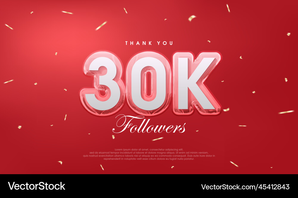 Red background for 30k followers celebration Vector Image