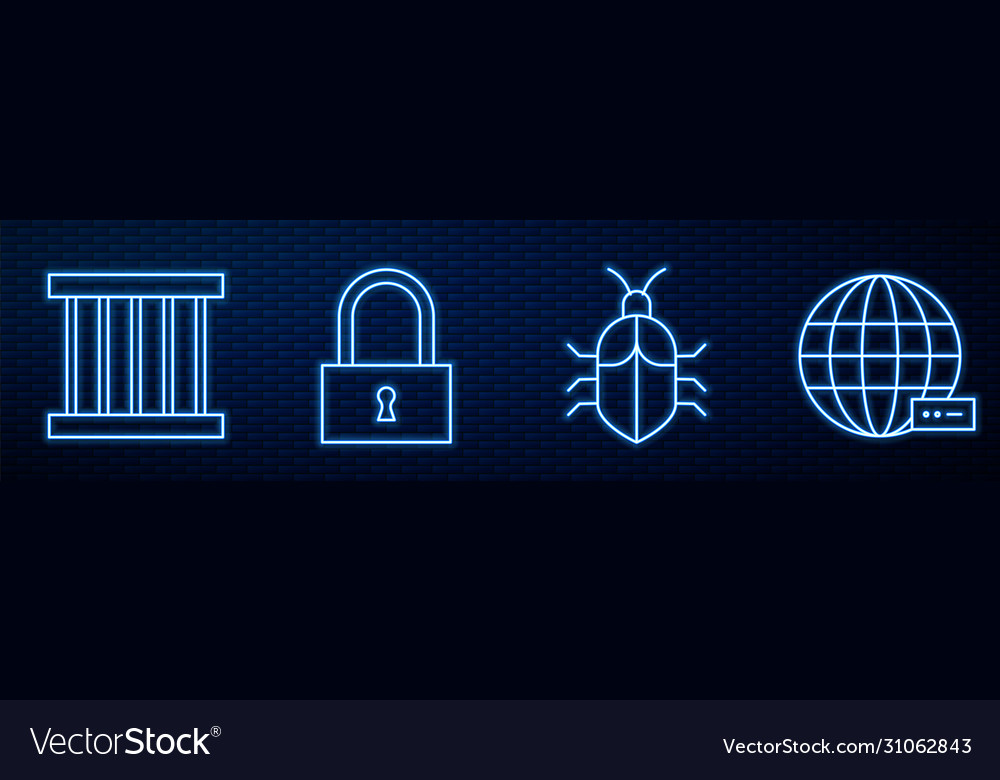 Set line system bug concept prison window lock Vector Image Set line system bug concept prison window lock Vector Image