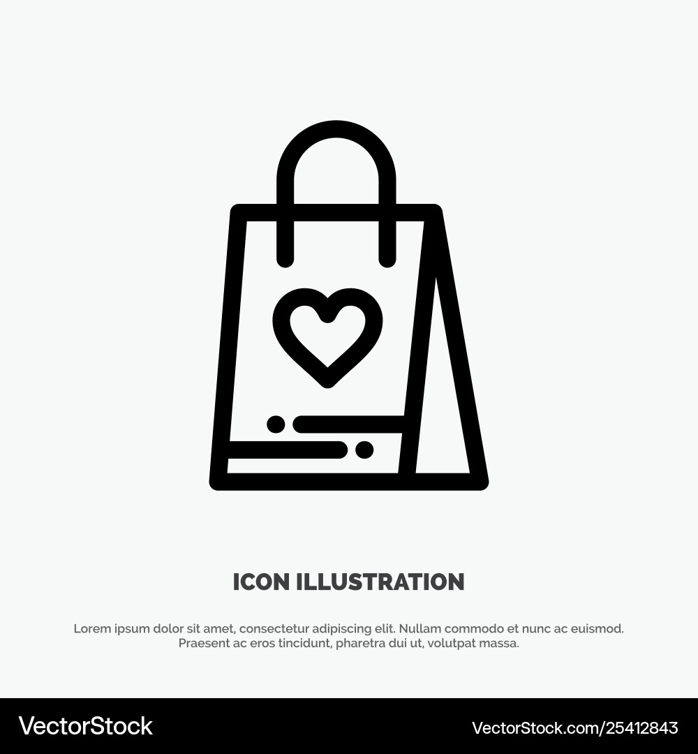Shopping love gift bag line icon Royalty Free Vector Image
