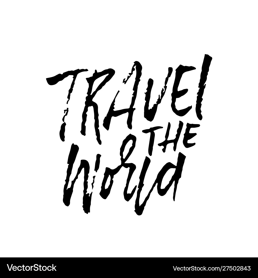 Travel world ink handwritten Royalty Free Vector Image