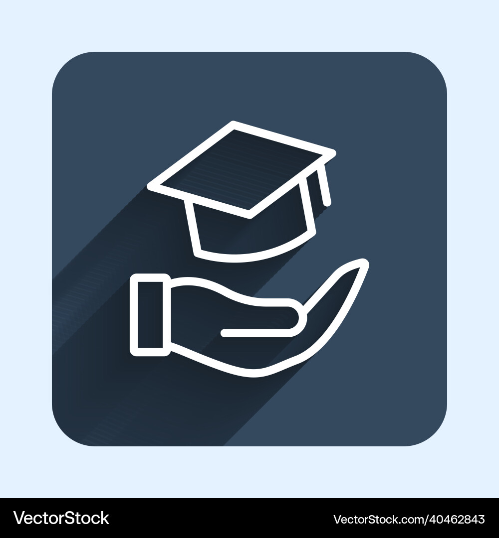 White line education grant icon isolated with long