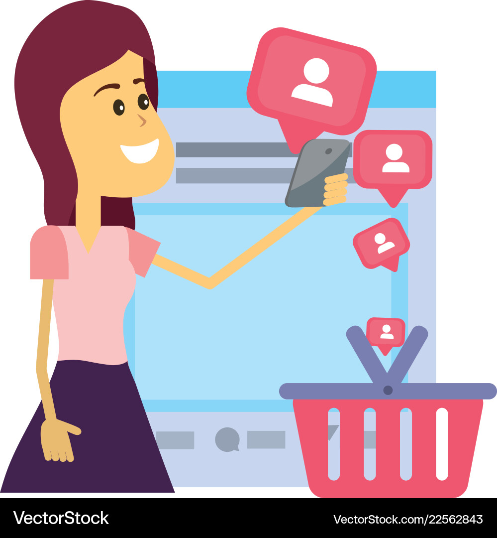 Woman on social networks Royalty Free Vector Image