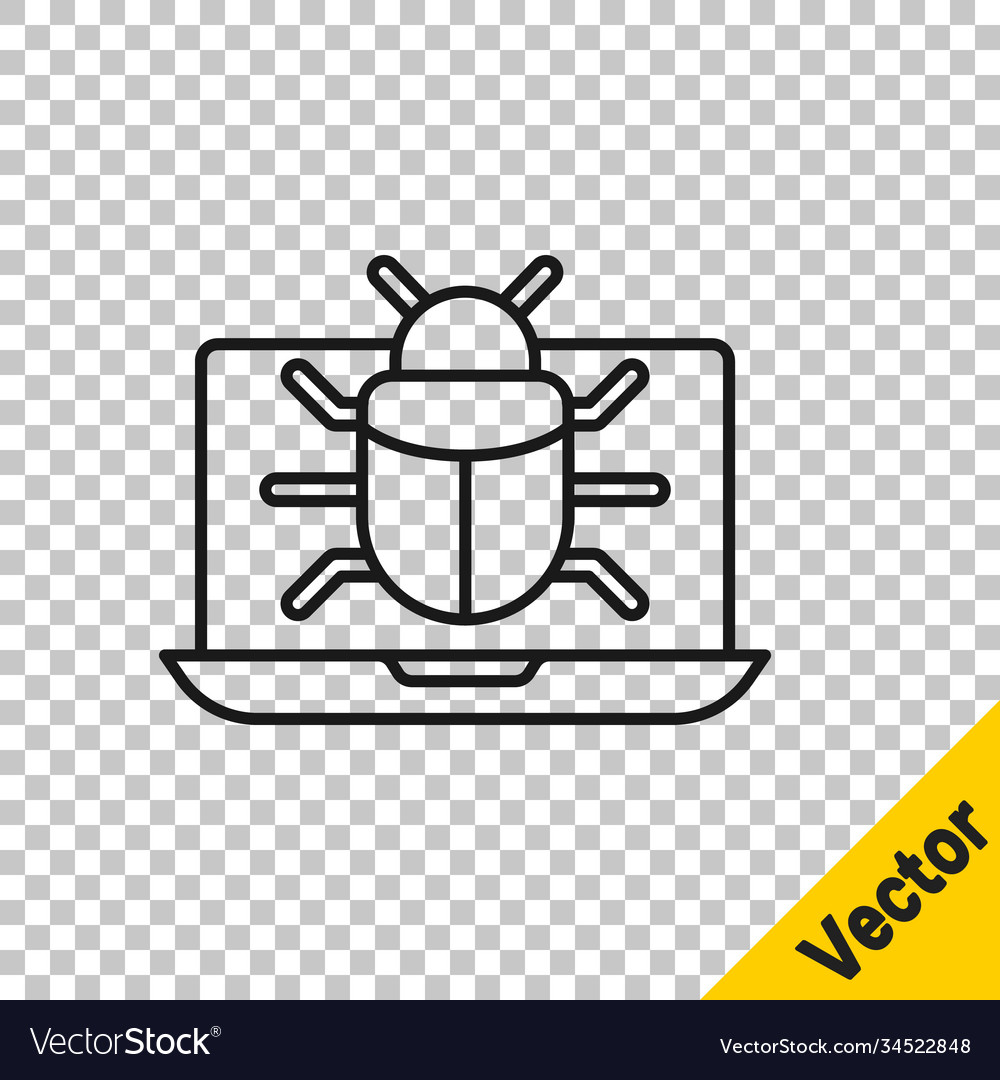 Black line system bug on monitor icon isolated Vector Image