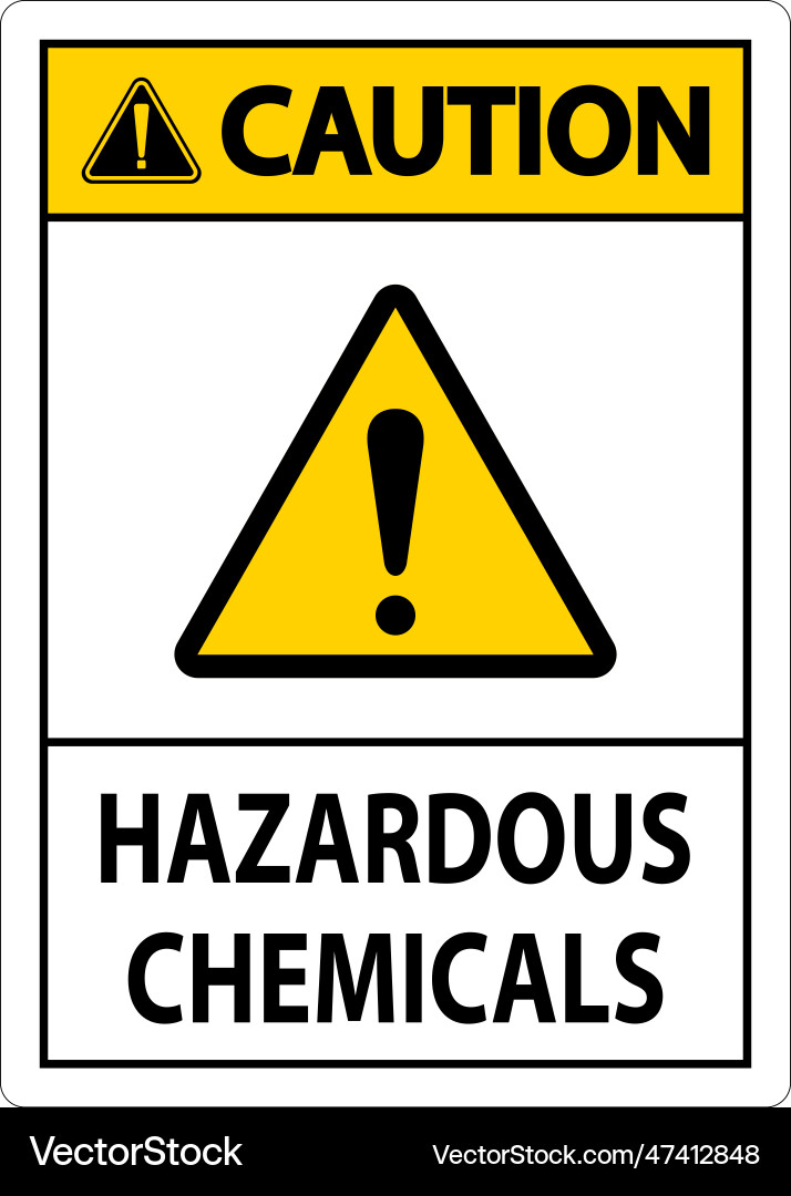 Caution hazardous chemicals sign on white Vector Image