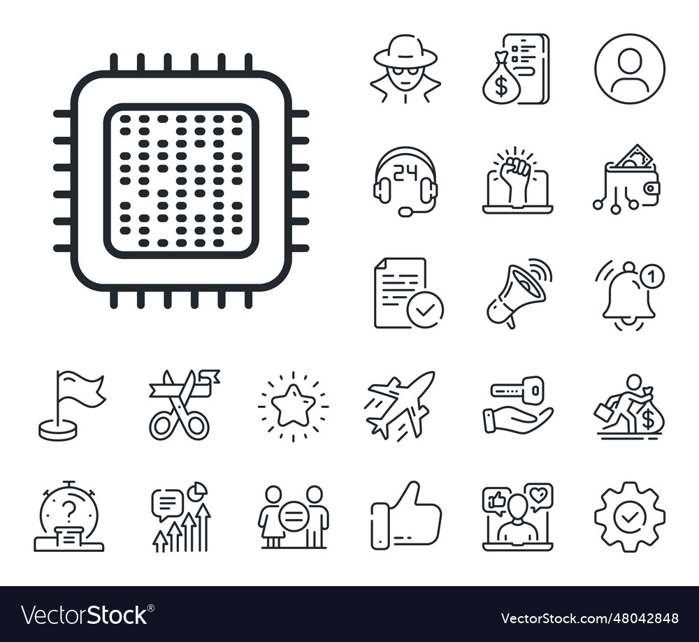 Cpu processor line icon computer component sign Vector Image Cpu processor line icon computer component sign Vector Image